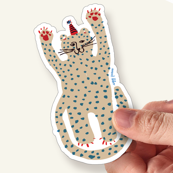 Party Cheetah Vinyl Sticker - Egg Press